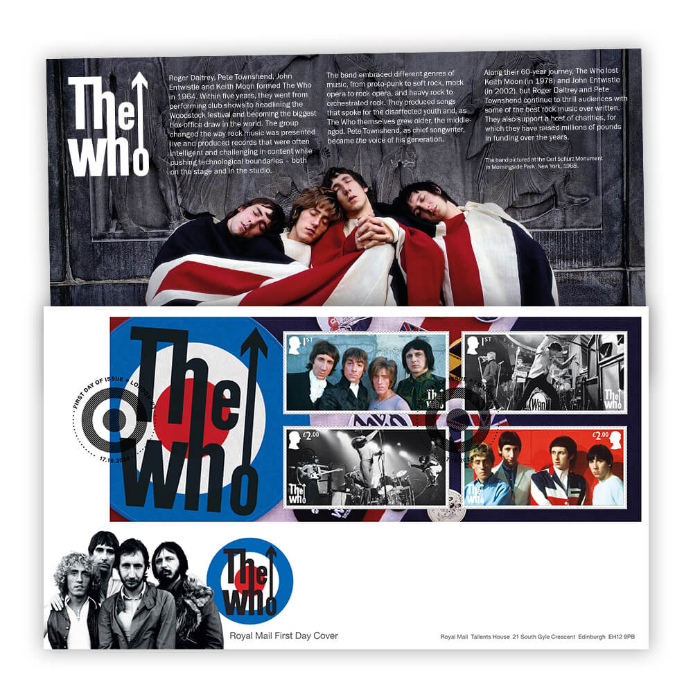 The Who First Day of Issue Souvenir Covers Minisheet - The Who Official ...